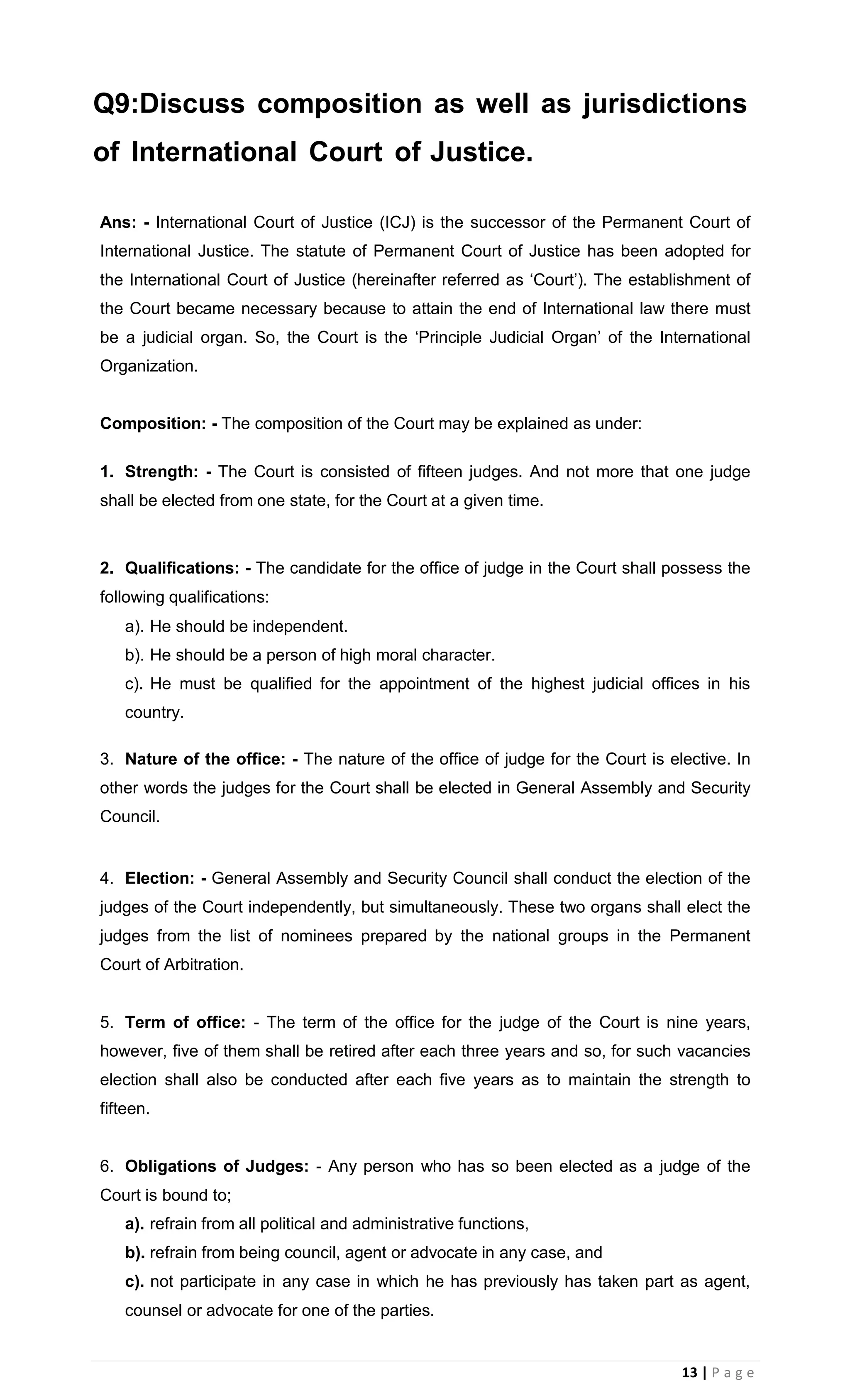 International Law Short Study Notes | PDF