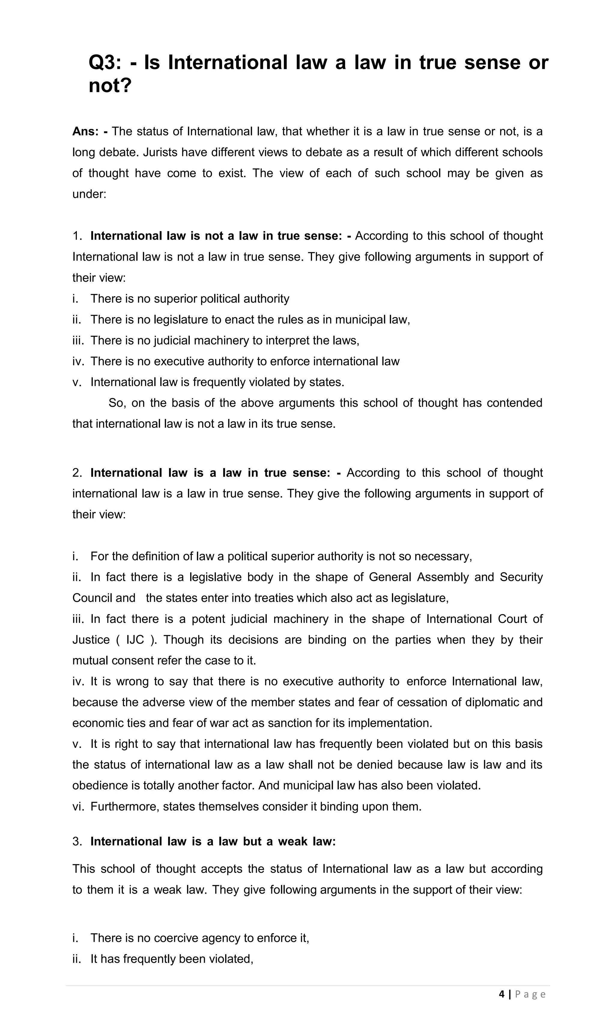 International Law Short Study Notes | PDF