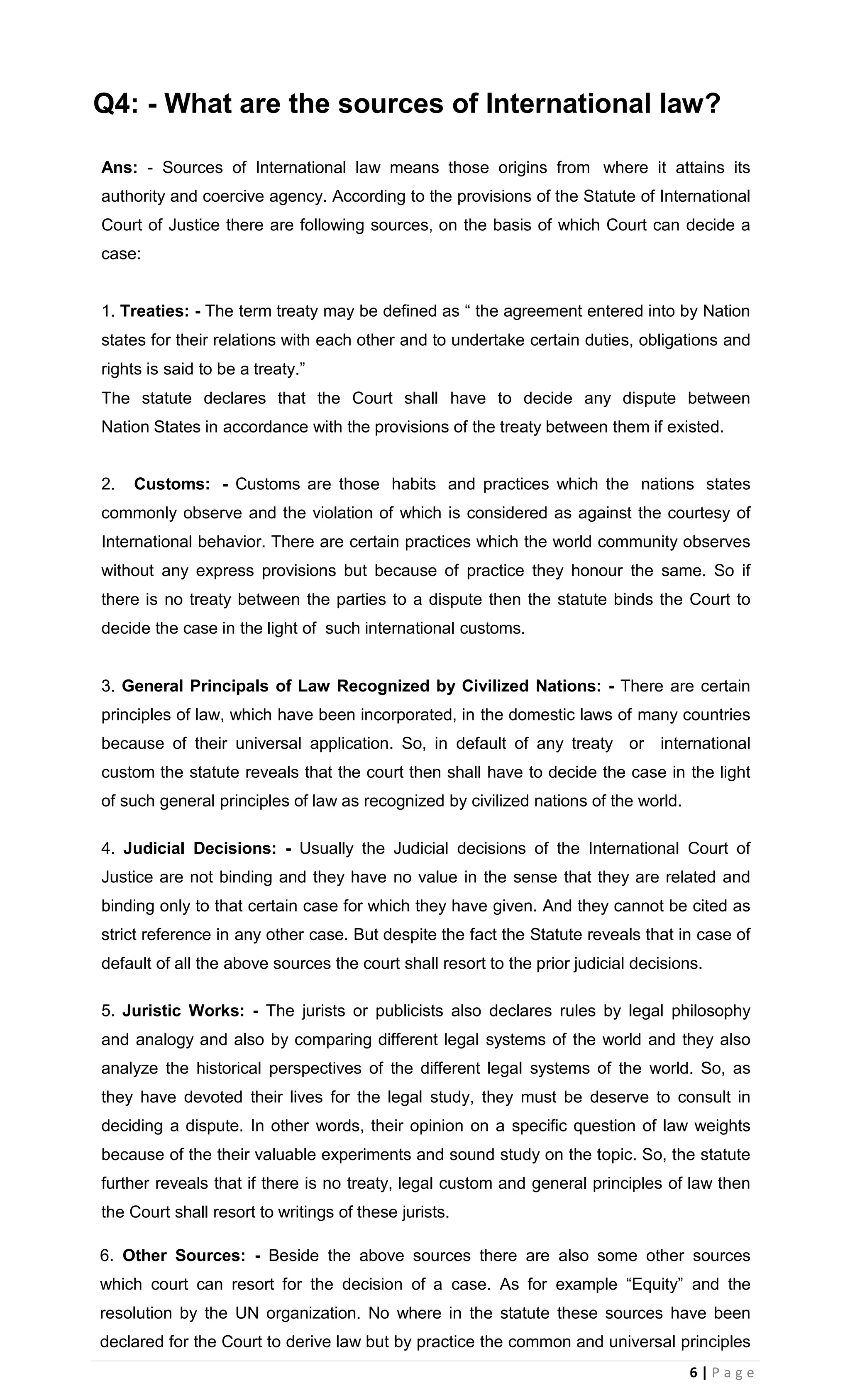 International Law Short Study Notes | PDF