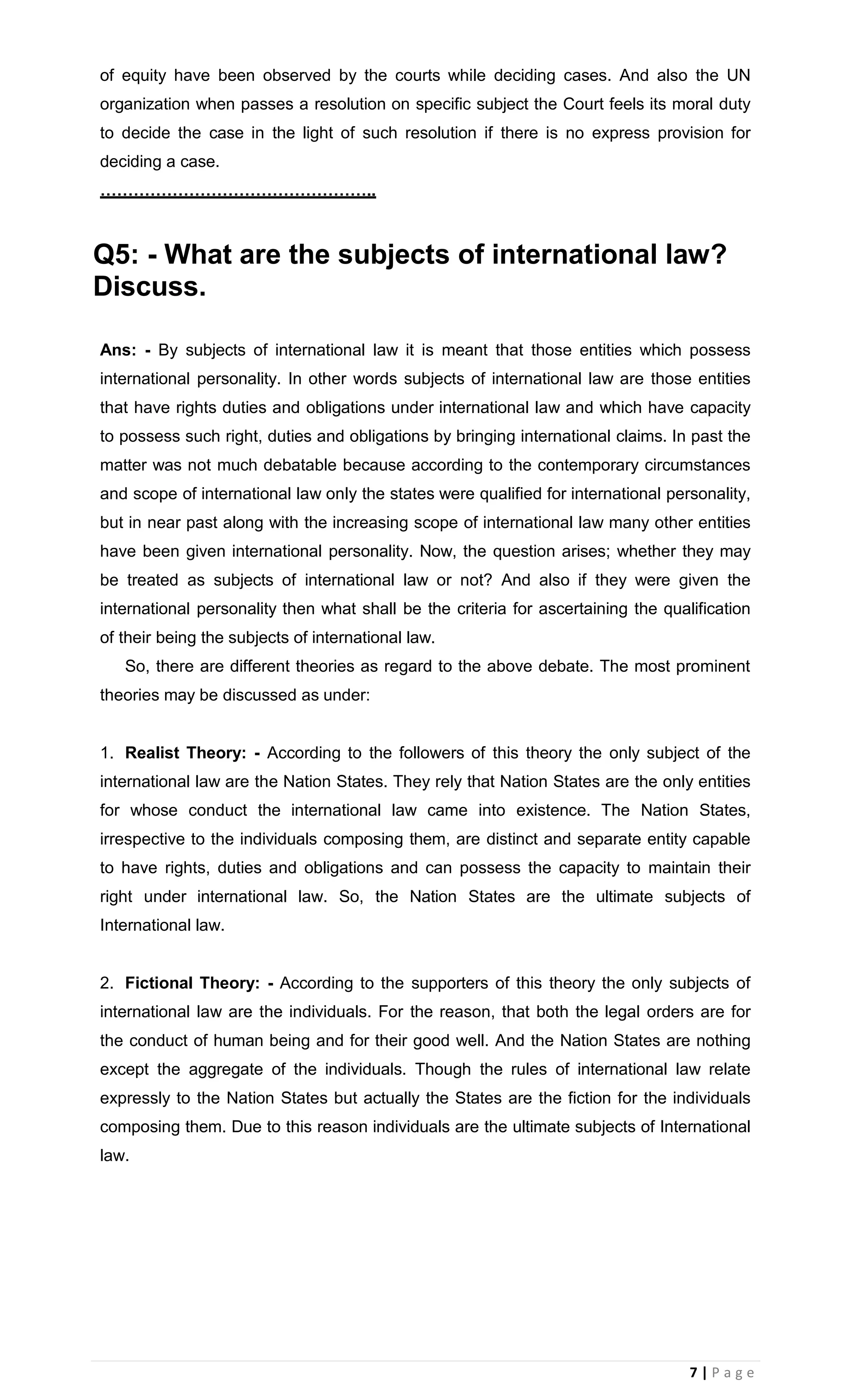 International Law Short Study Notes | PDF