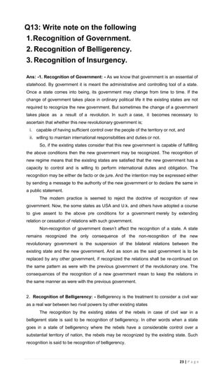 International Law Short Study Notes | PDF