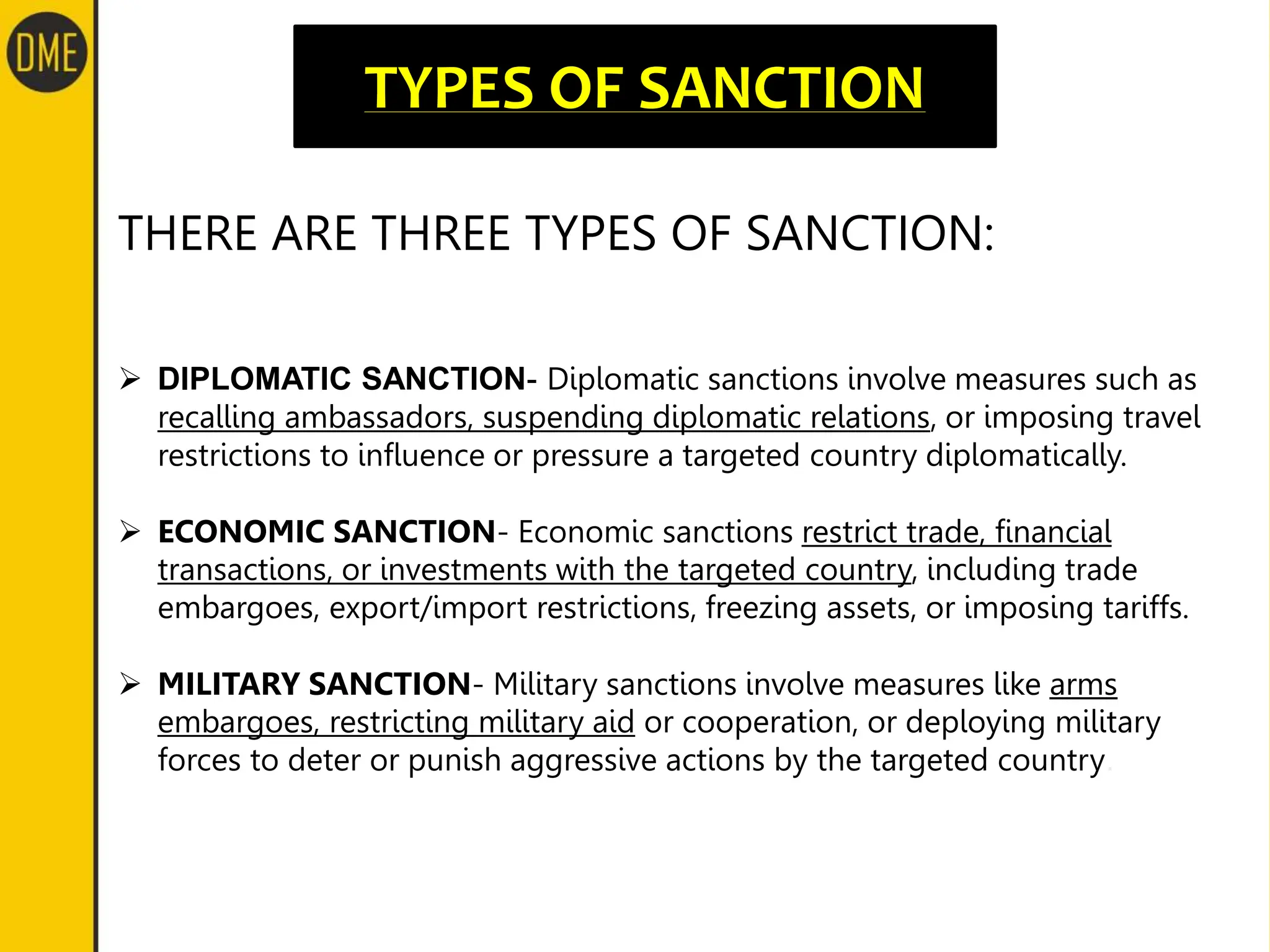 Sanctions and types of Sanctions in Ibnternational law along with its ...