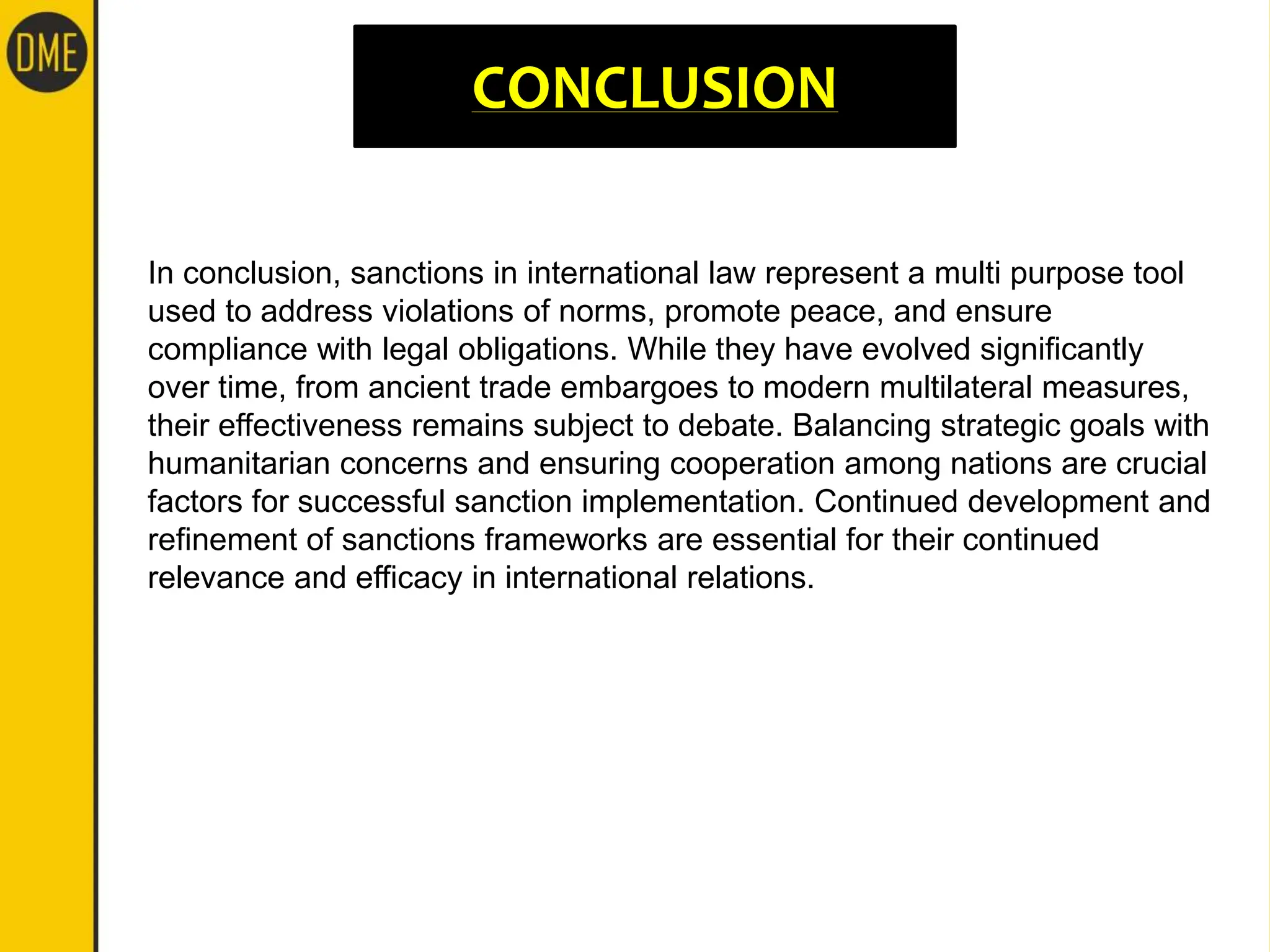 Sanctions and types of Sanctions in Ibnternational law along with its ...