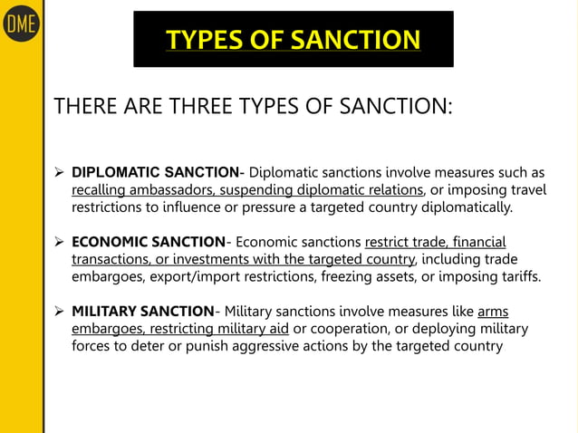 Sanctions and types of Sanctions in Ibnternational law along with its ...