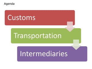 International Logistics - Customs, Transportation And Intermediaries | PPTX