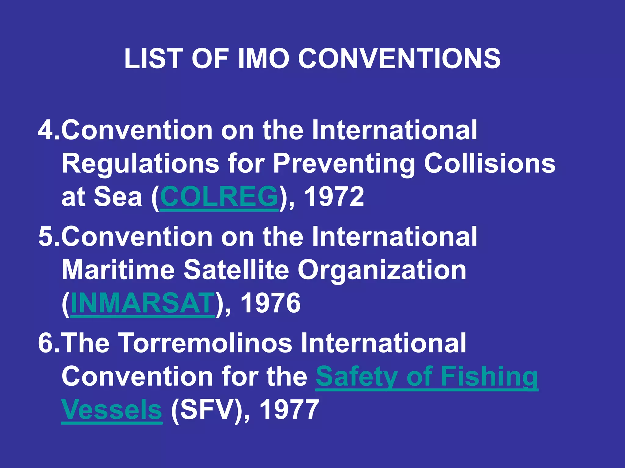 INTERNATIONAL MARITIME CONVENTIONS.ppt | Cruises | Travel Type