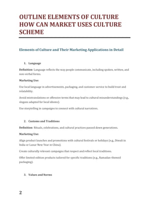 OUTLINE ELEMENTS OF CULTURE HOW CAN MARKET USES CULTURE SCHEME | PDF