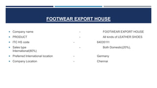 International marketing footwear export house | PPTX | Commodities ...