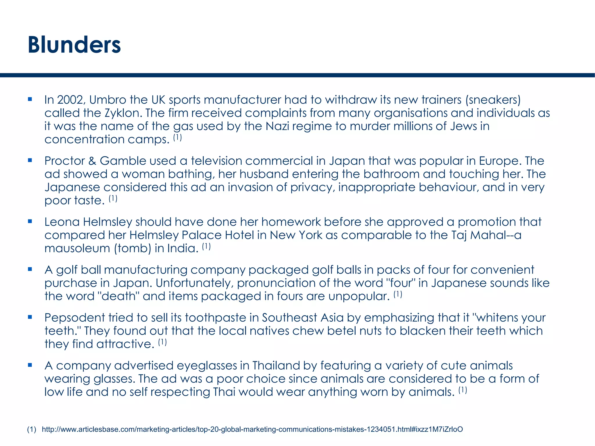 International marketing mistakes related to culture | PPTX