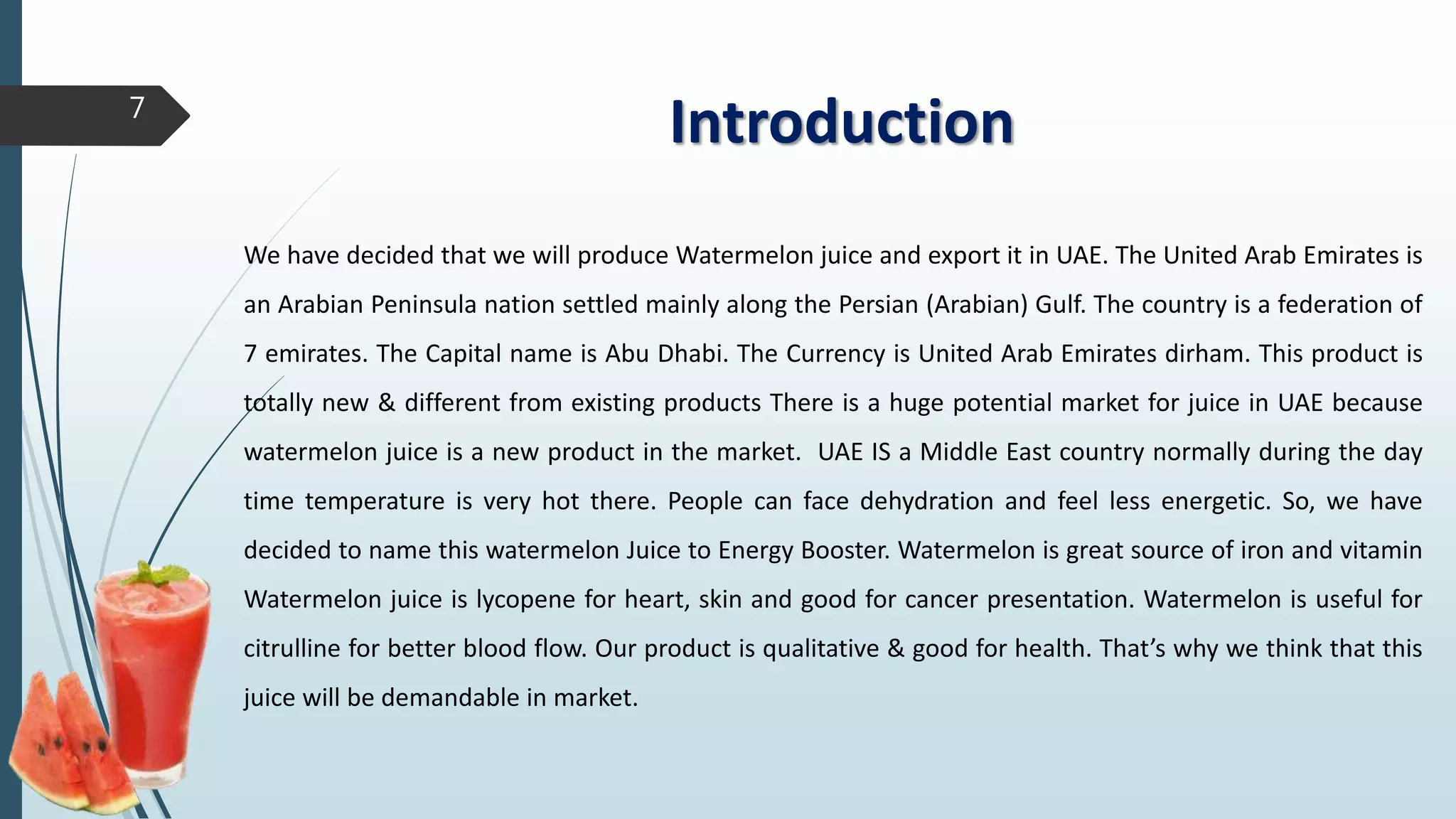 International marketing plan of watermelon juice | PPTX
