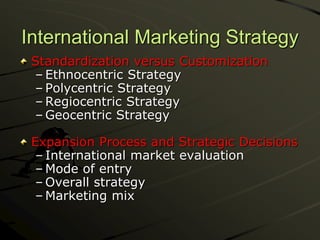 International marketing strategies. | PPTX