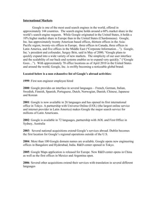 International Strategies for Google Inc. | DOC