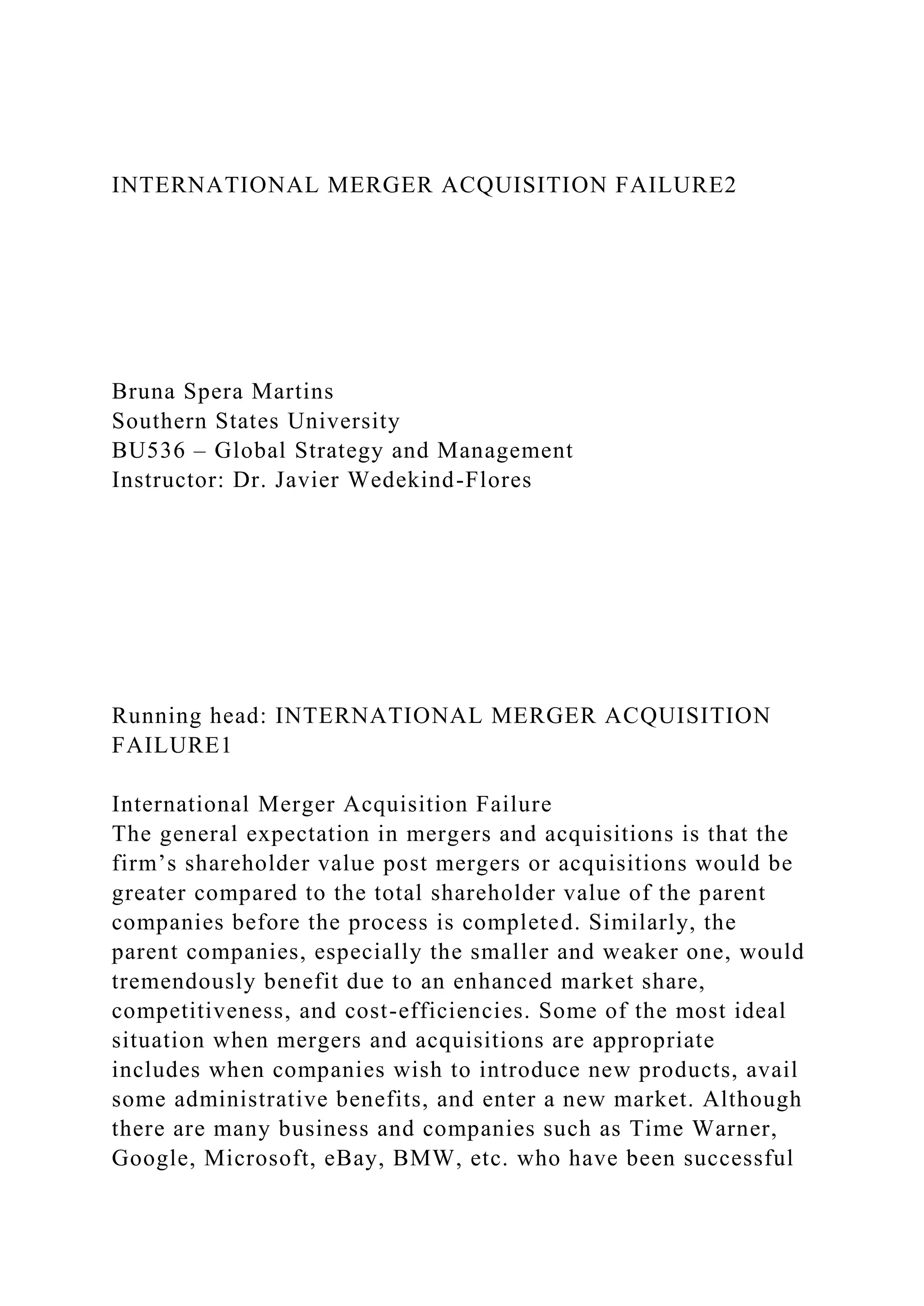 INTERNATIONAL MERGER ACQUISITION FAILURE2Bruna Sper.docx