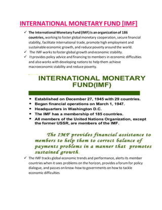 International monetary fund | DOCX | Currencies | Economy