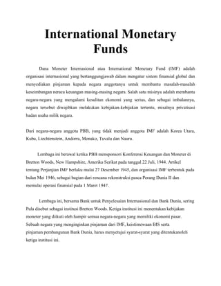 International monetary funds | PDF