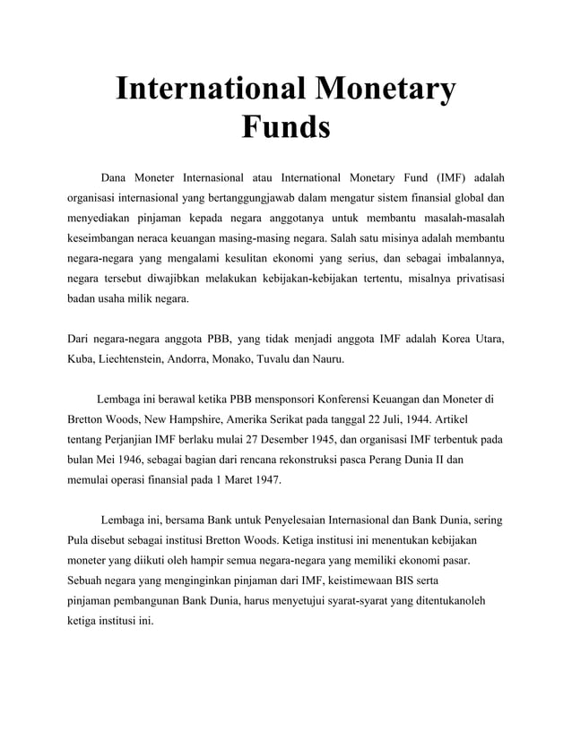 International monetary funds | PDF
