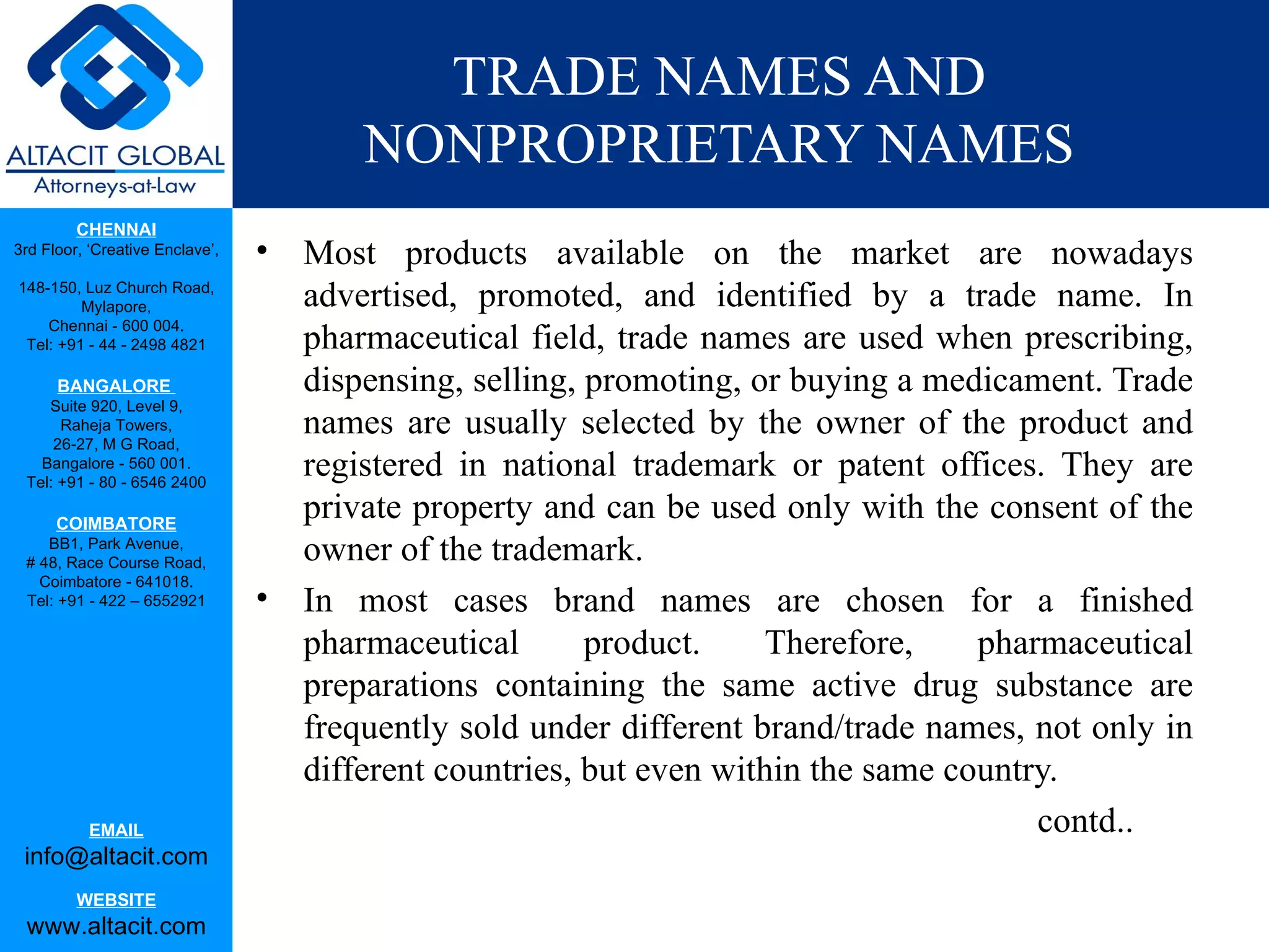 International nonproprietary names | PPT