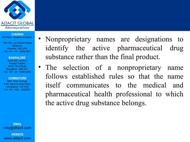 International nonproprietary names | PPT | Pharmaceutical Industry ...
