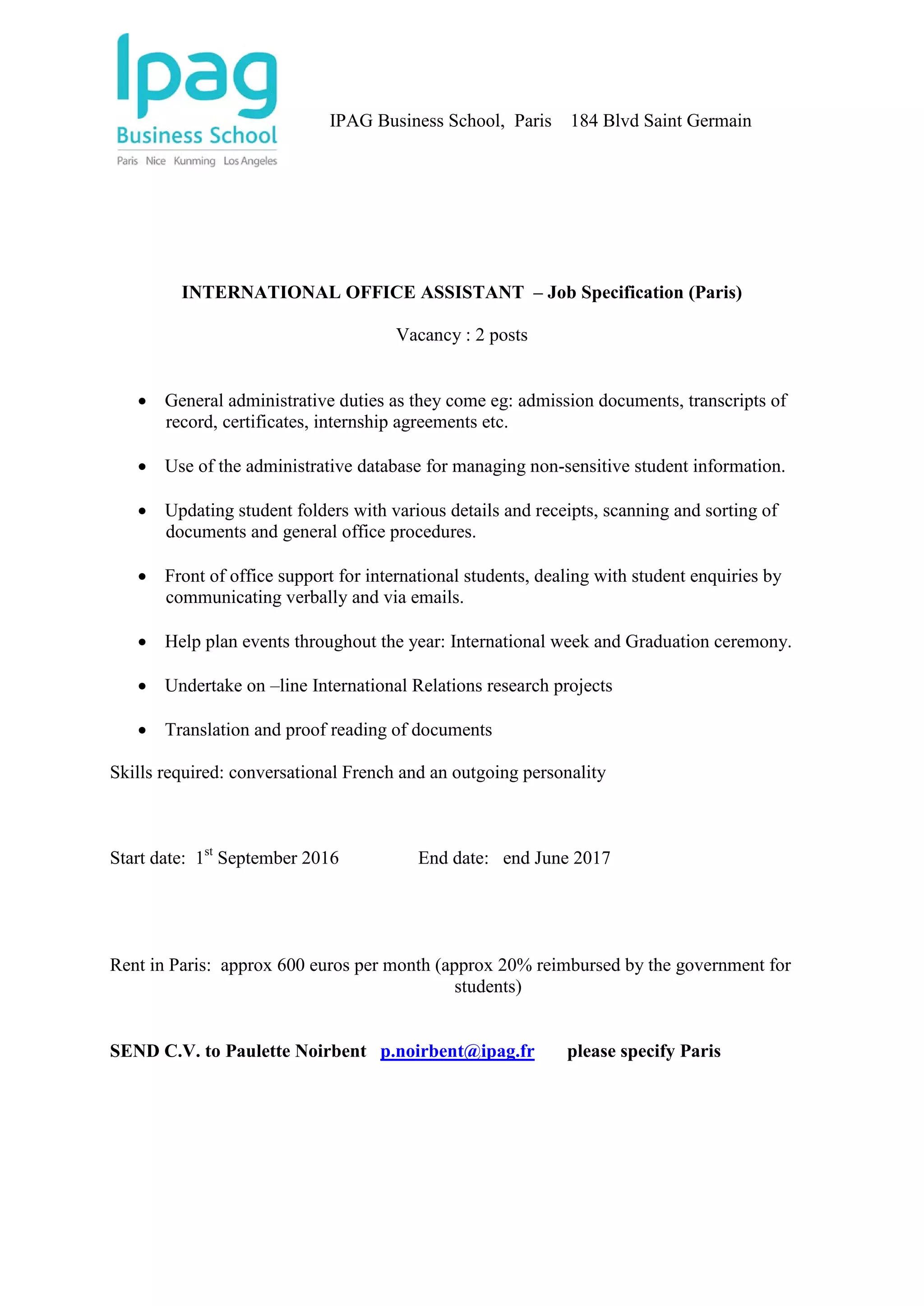 International office assistant | PDF