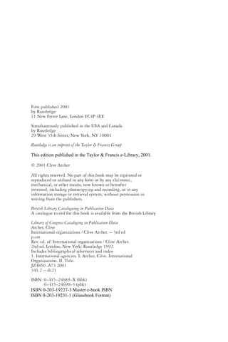 International organisations clive archer | PDF