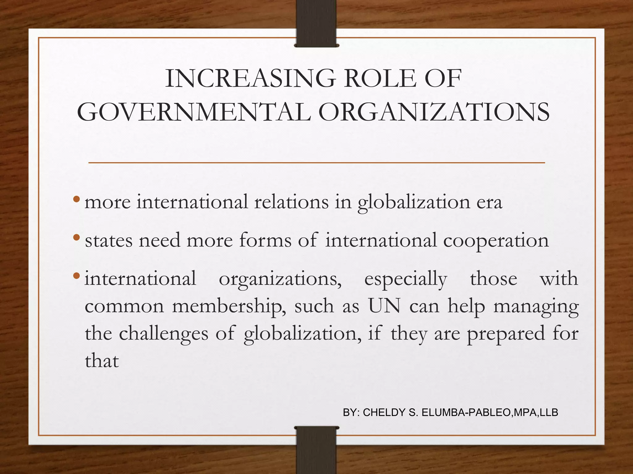 INTERNATIONAL ORGANIZATIONS AND GLOBALIZATION | PPT