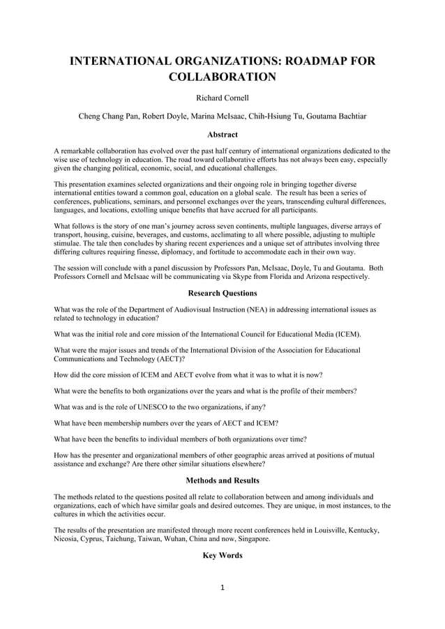 International Organizations: Roadmap for Collaboration | PDF