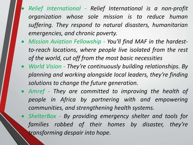 International organizations in disaster management | PPTX | Non-Profit ...
