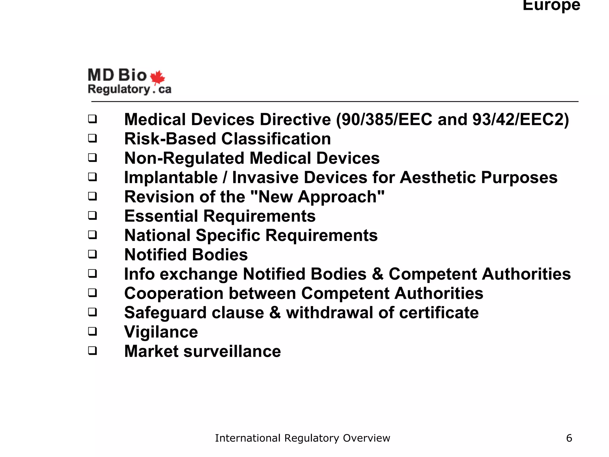 International Overview & Future Medical Devices Regulations | PPT
