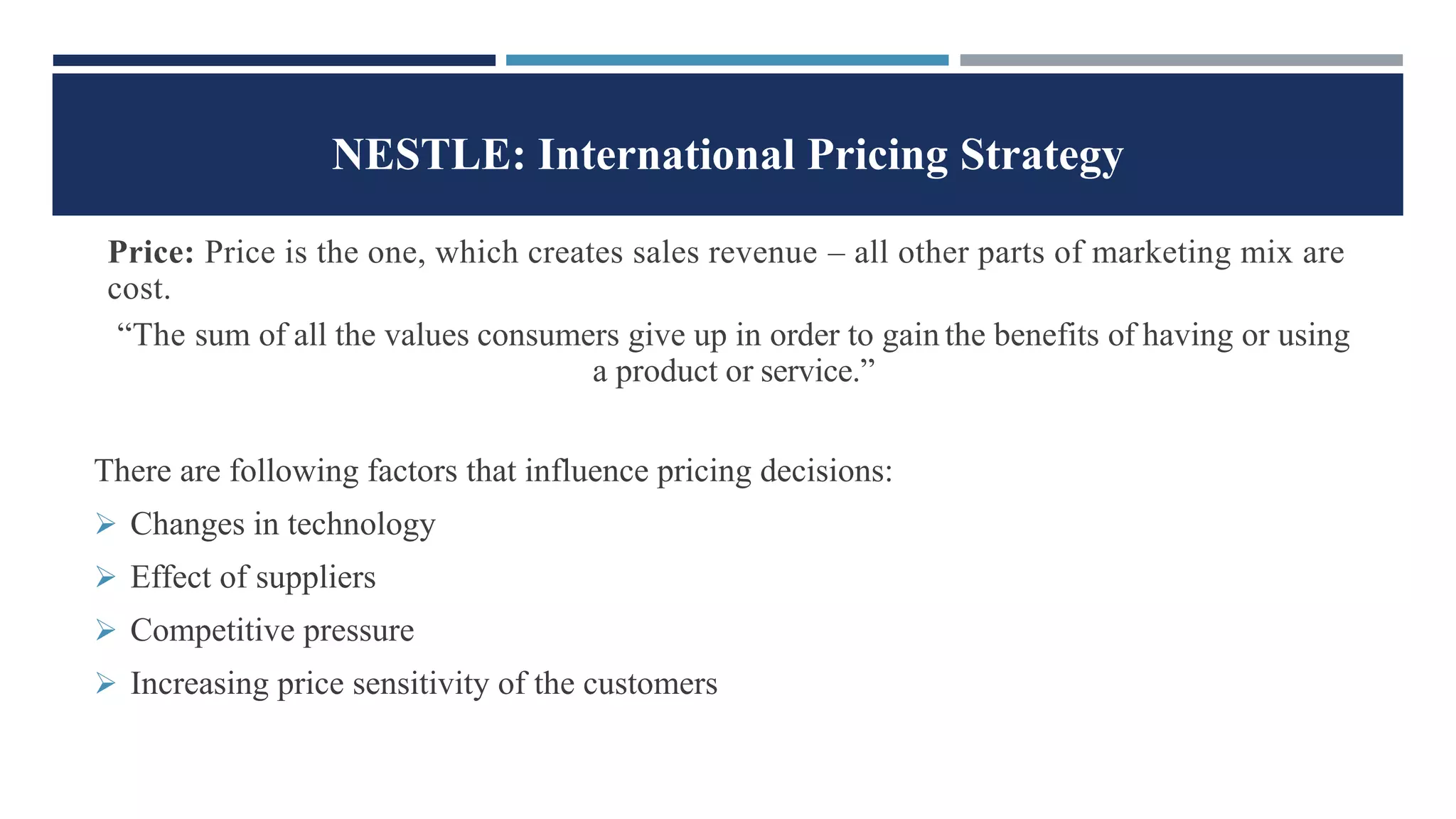 International pricing strategies of nestle | PPT