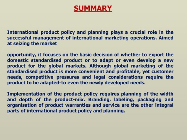 International product policy ppt | PPSX
