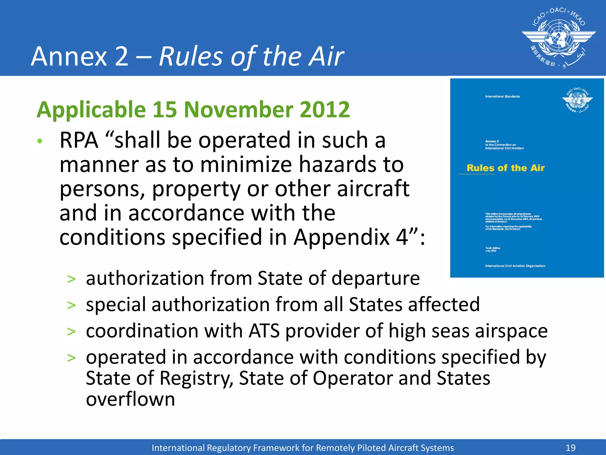 International regulatory framework for remotely piloted aircraft ...