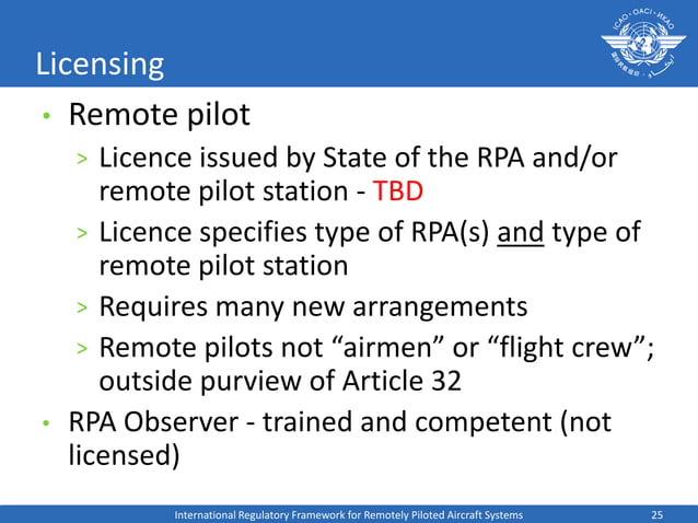 International regulatory framework for remotely piloted aircraft ...