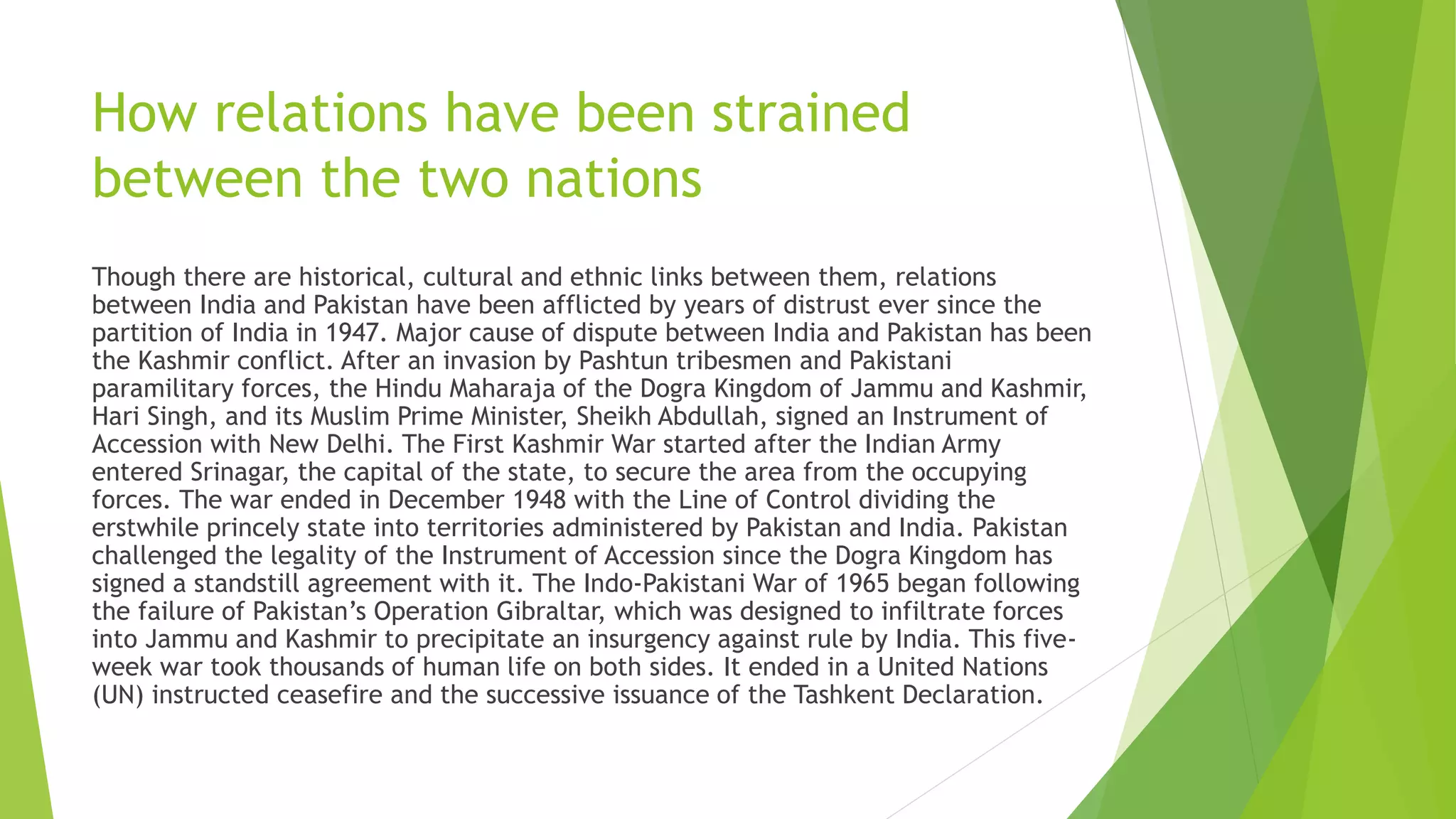 International relations indo-pak relations | PPTX