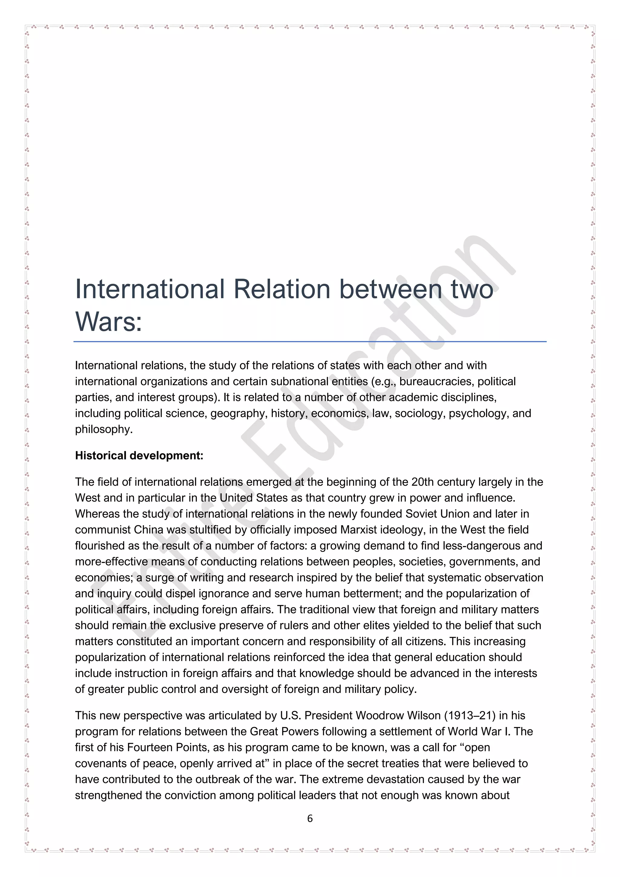 CSS International Relations Notes | PDF