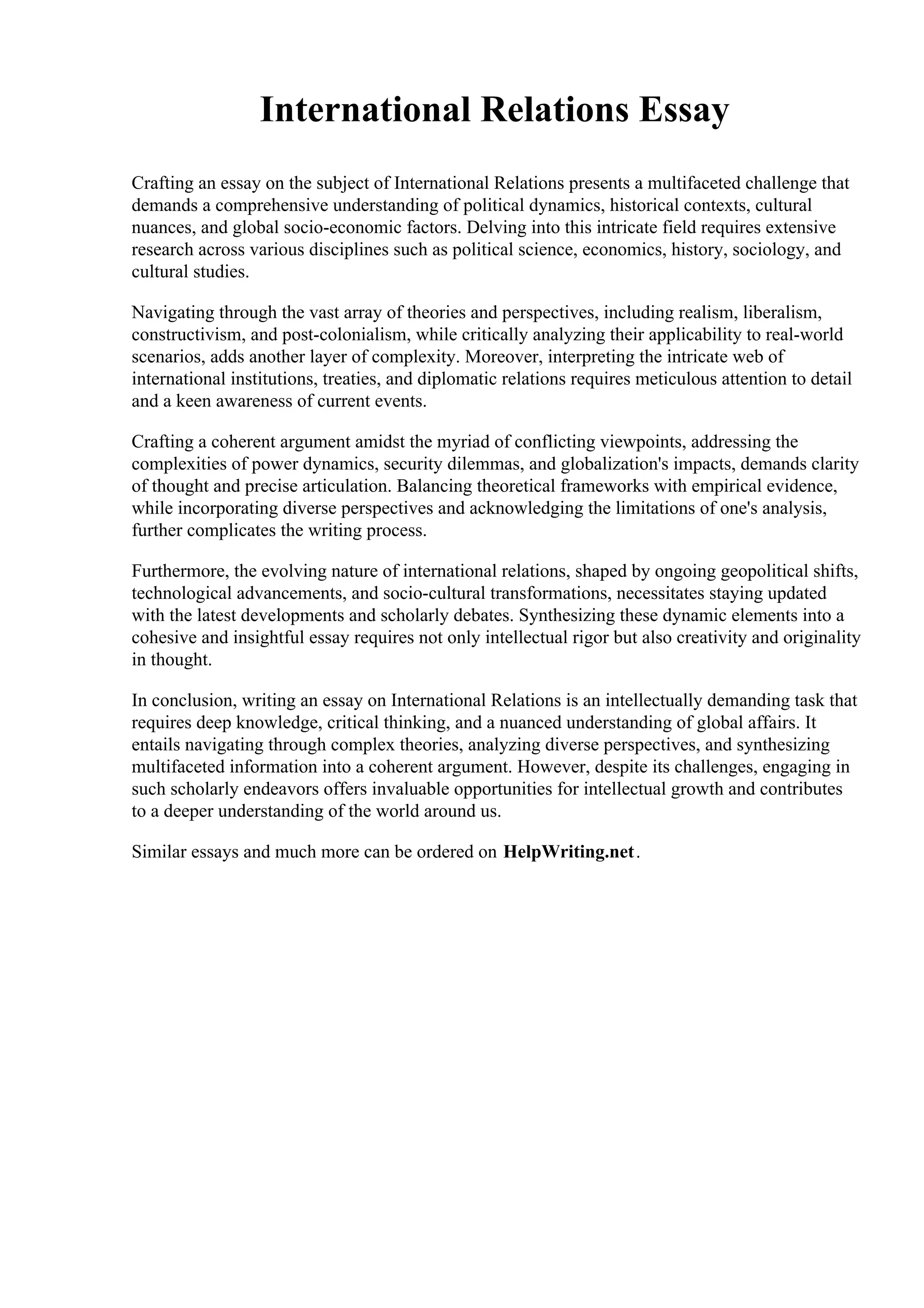 International Relations Essay.pdf | Free Download