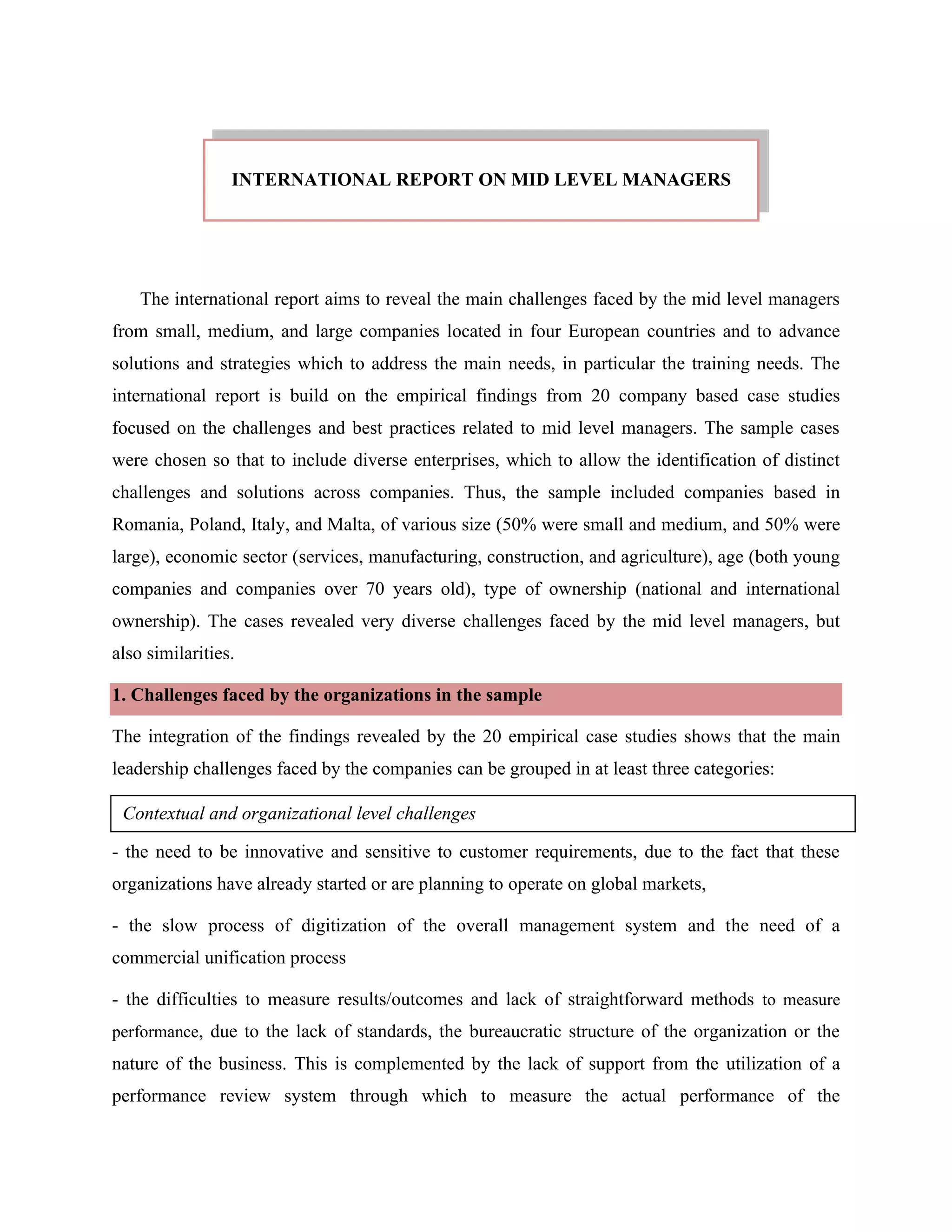 International report Leadership for mid level manager | PDF