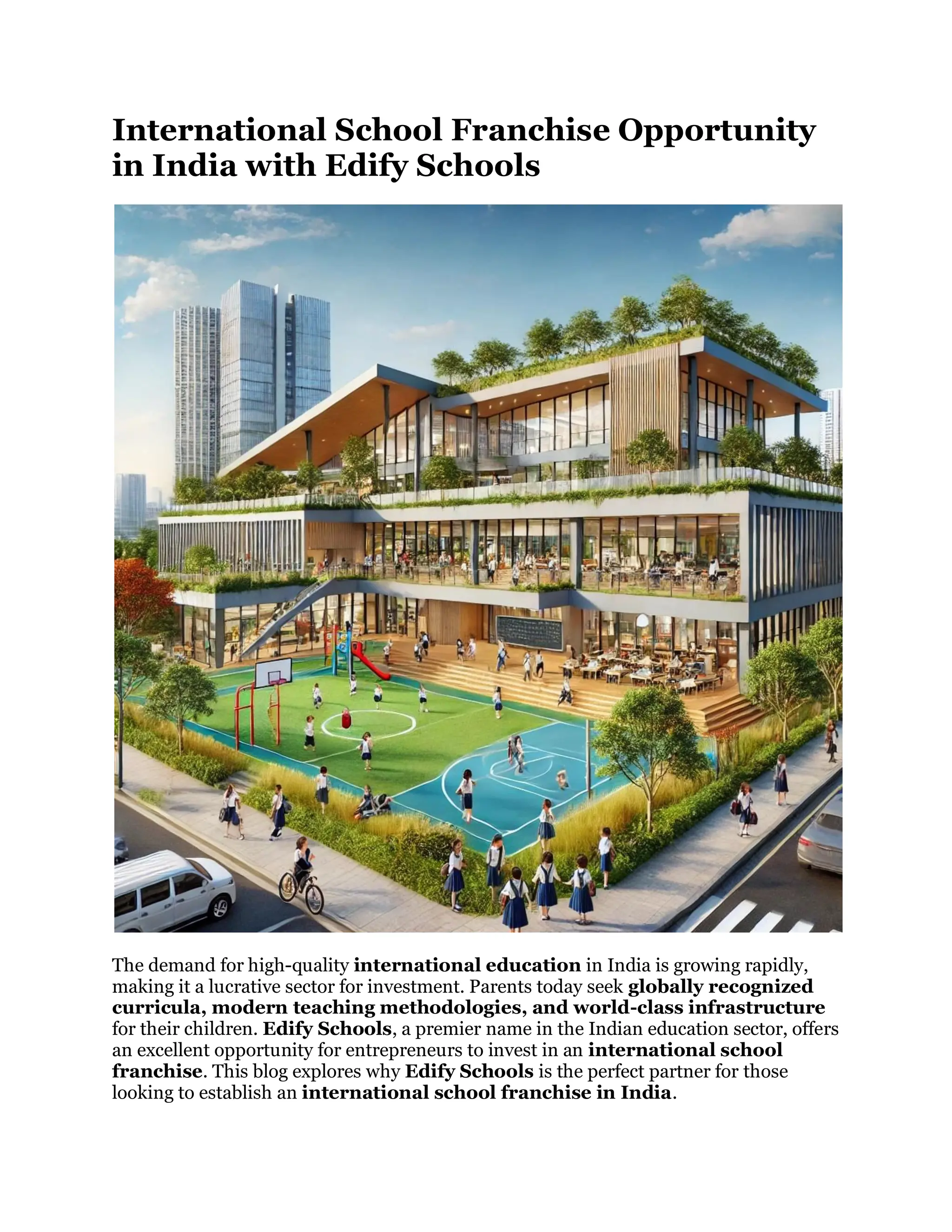 International School Franchise Opportunity in India with Edify Schools | PDF