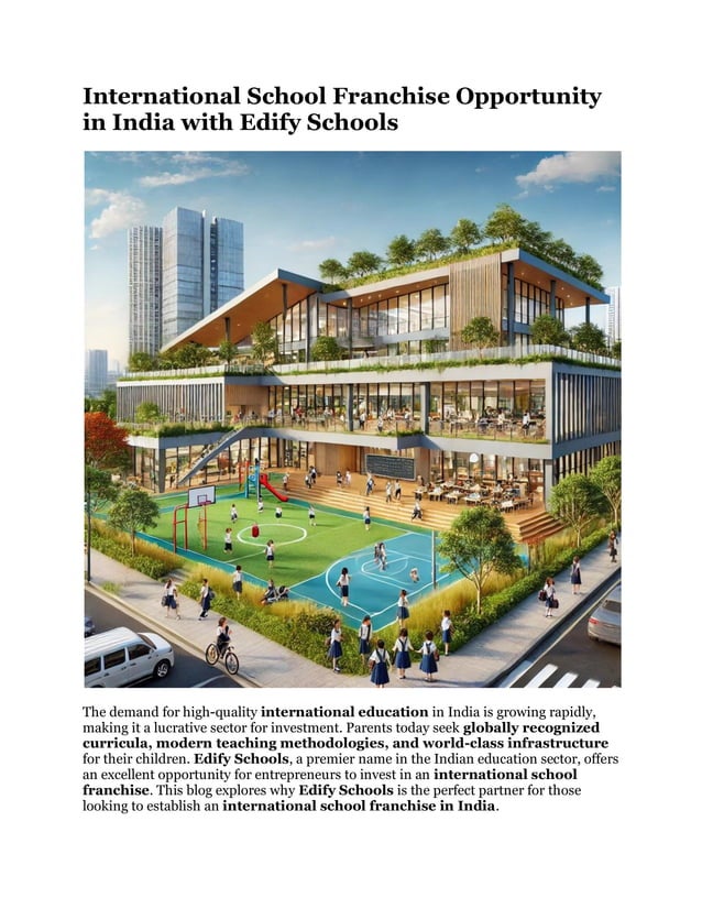 International School Franchise Opportunity in India with Edify Schools | PDF