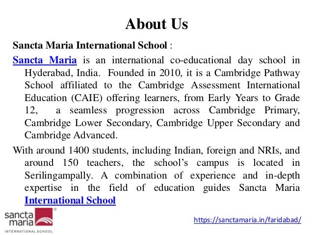 International Schools in India - Sancta Maria | PPTX