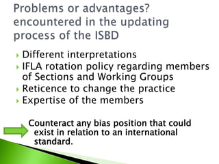 International Standard Bibliographic Description: background and recent ...