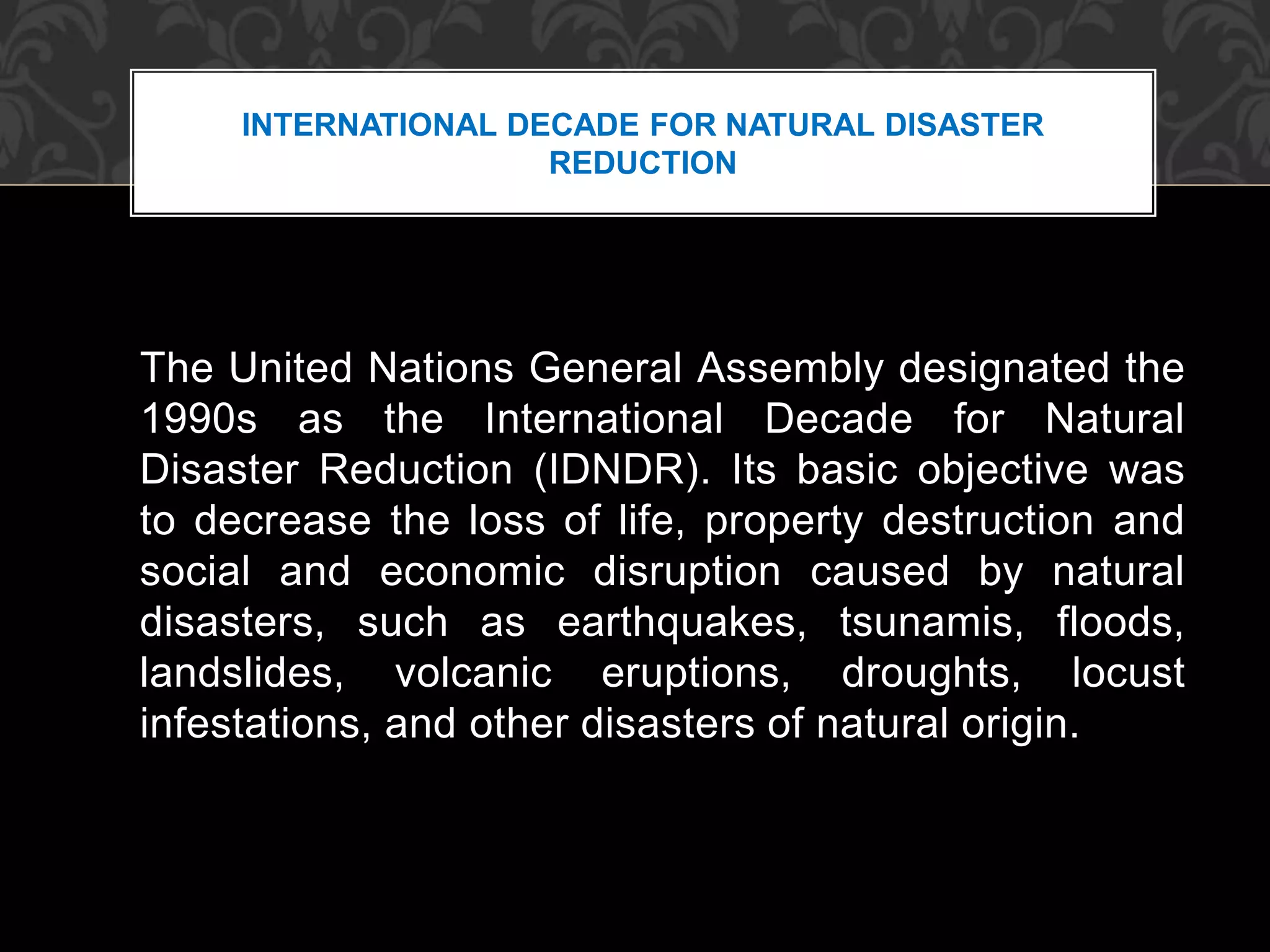 International strategies for disaster reduction tam 2014-04 | PPTX
