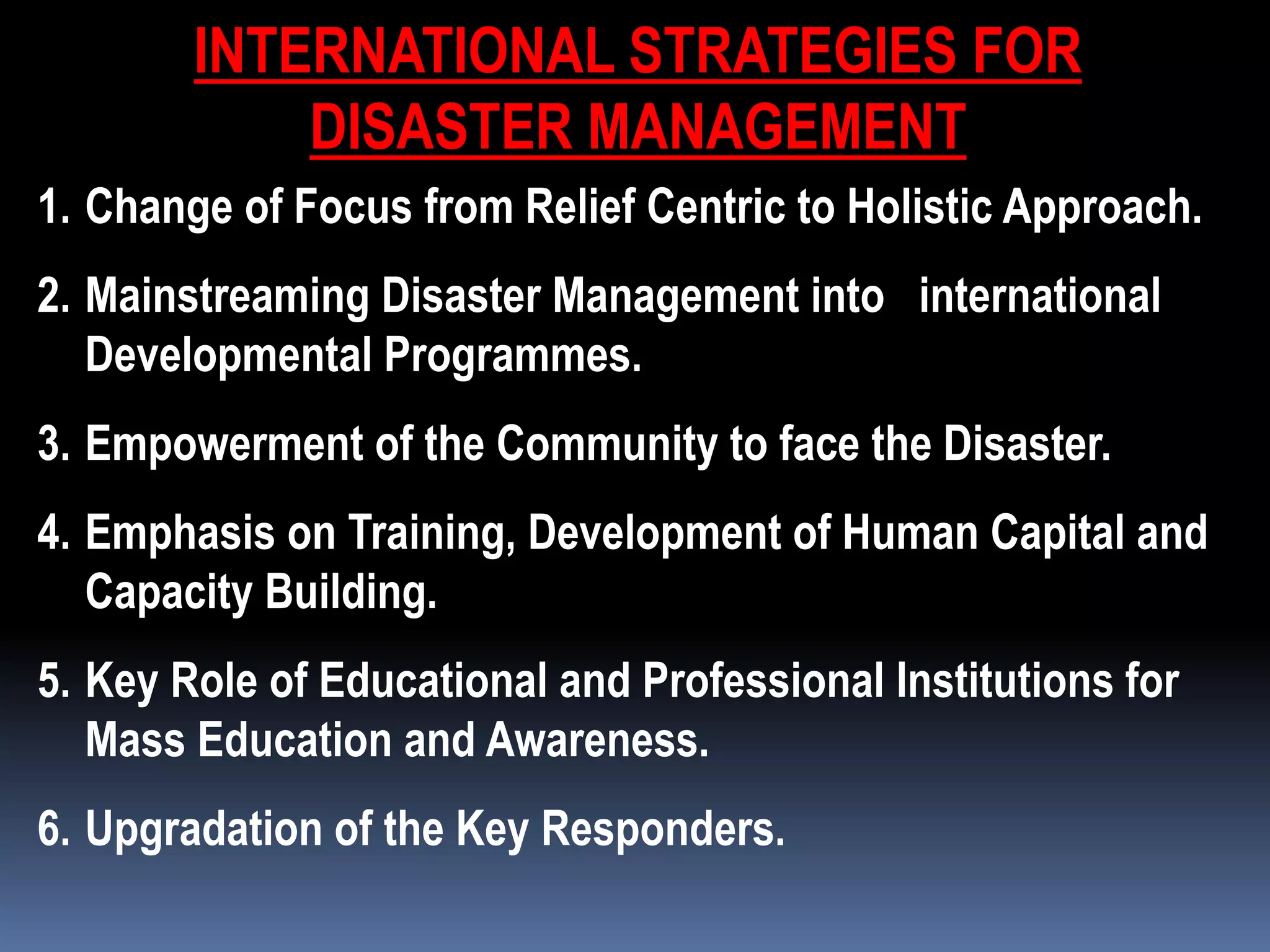 International strategies for disaster reduction tam 2014-04 | PPTX