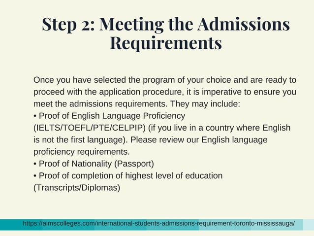 International Students Admission Requirements by AIMS Colleges | PDF