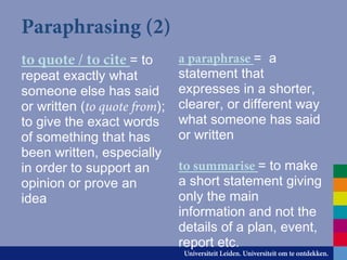 International studies, plagiarism, paraphrasing and integrating sources ...