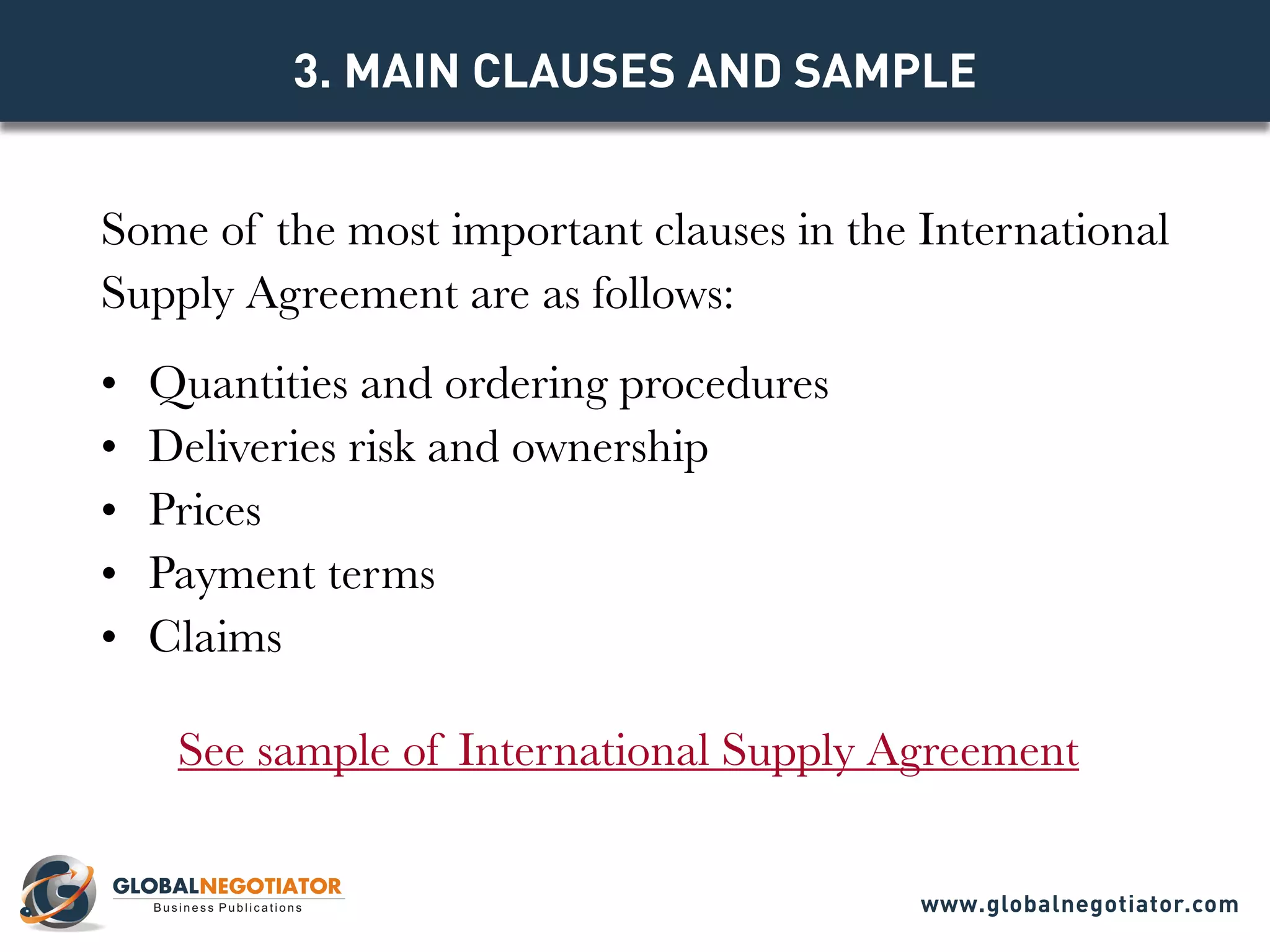 INTERNATIONAL SUPPLY AGREEMENT TEMPLATE | PDF
