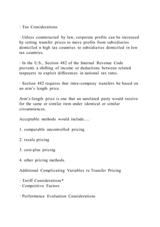 International taxation and transfer pricing for transfer pricing | DOCX ...