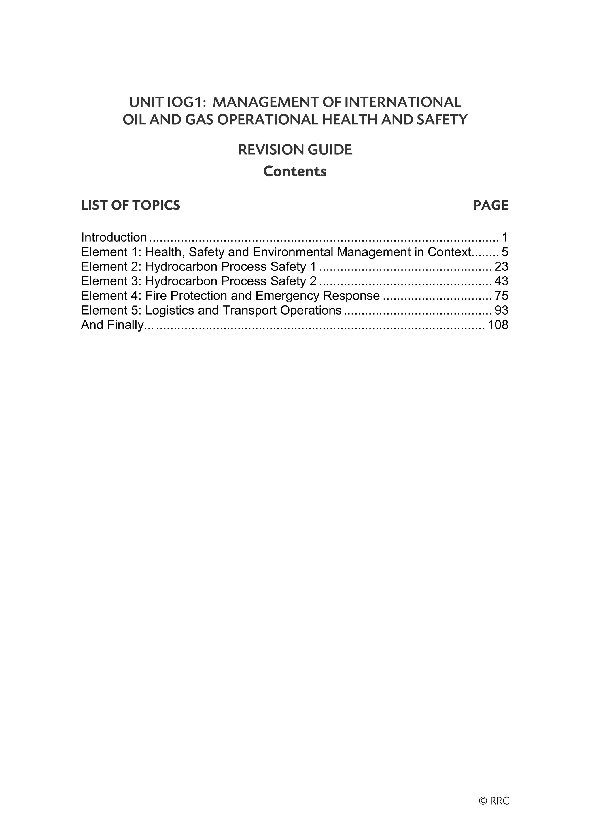 International technical certificate in oil and gas operational safety ...