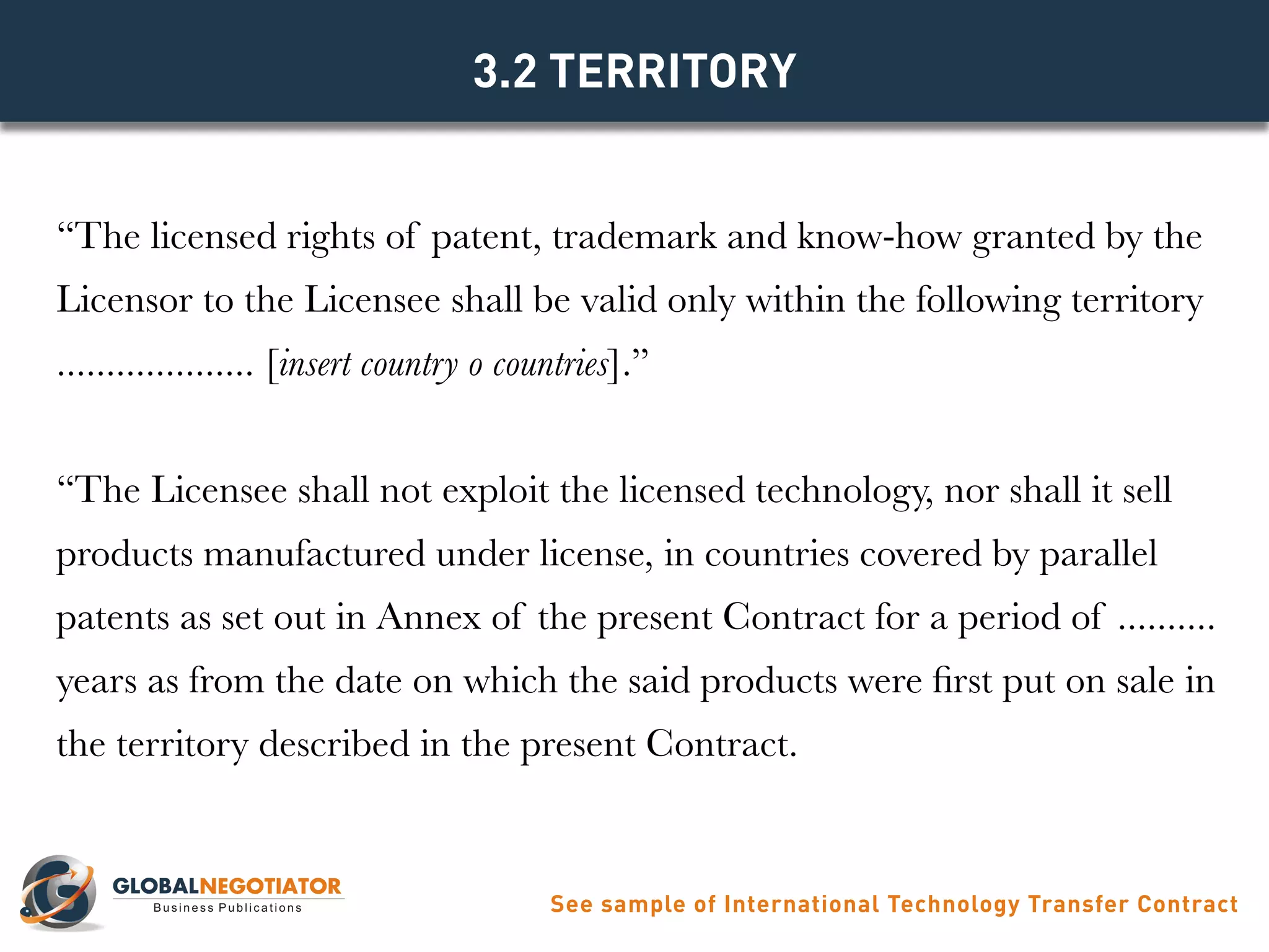 INTERNATIONAL TECHNOLOGY TRANSFER CONTRACT TEMPLATE | PPT