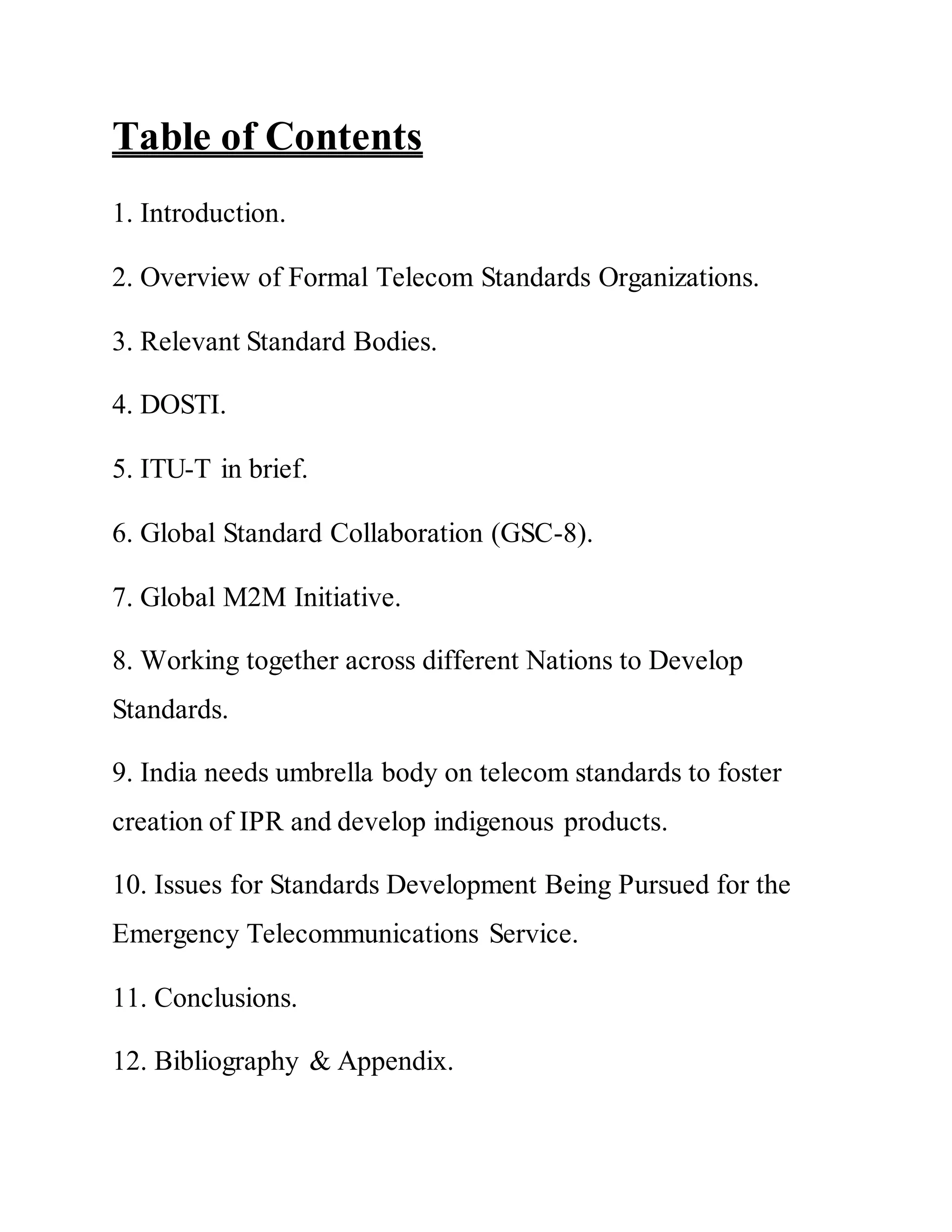 International Telecom Standardization Bodies | DOCX