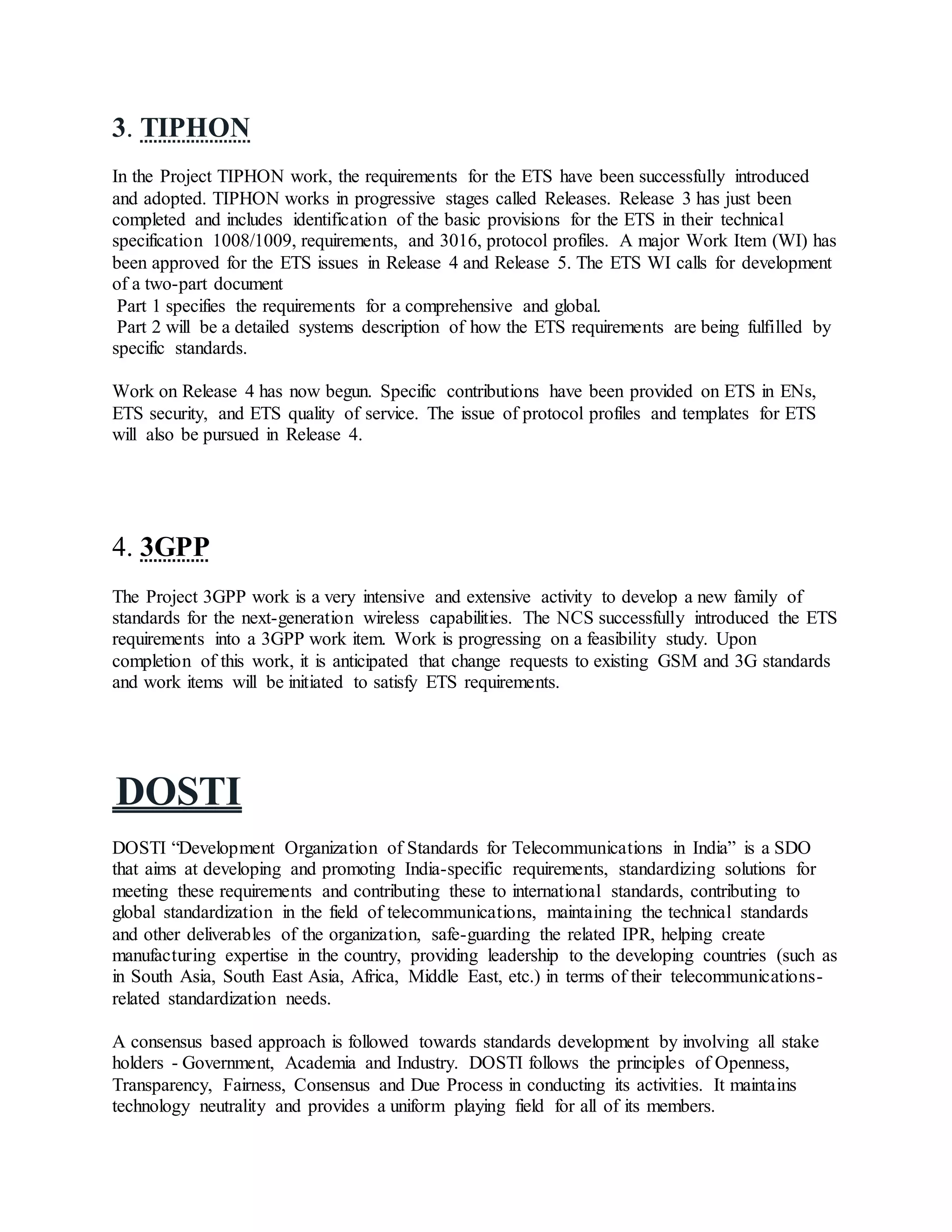 International Telecom Standardization Bodies | DOCX